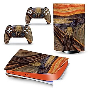 Controller Sticker Decal Skin for PS 5 Disk Edition Console and 2 Controllers Vinyl Cover Skins Wraps for PS5 Disc Version 44015 Anti Scratch Bubble Free