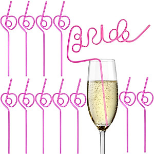 12 Pcs Reusable Bride Straws Heart Shape, Bachelorette Party Supplies Wedding Engagement Bridal Shower Party Decorations, Gifts for Bride, 11 Pcs Straws for Bachelorette & 1 Pcs Bride Straw