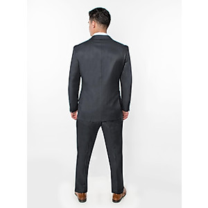 Antonio Uomo Men’s Suit Set – Classic Fit 3 Piece Blazer Single Breasted Jacket Vest Pants for Business Wedding Dress Suits Charcoal 38