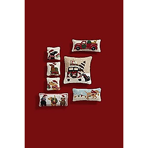 Mud Pie Hooked Christmas Pillow, 1 Count (Pack of 1), Multi