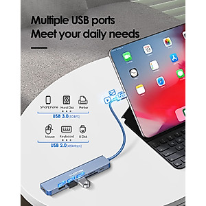 LENTION USB C Hub with 100W Charging, 4K HDMI, Dual Card Reader, USB 3.0 & 2.0 Compatible 2023-2016 MacBook Pro, New Mac Air/Surface, Chromebook, More, Stable Driver Adapter (CB-CE18,Blue)
