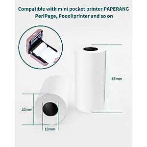 6x Mini Sticker Printer Thermal Printer Paper 57mm x 30mm for PeriPage A6 Portable Pocket Mobile Printer and Other Portable Small Label Maker, Mini Receipt Printer Thermal Paper White Self-Adhesive
