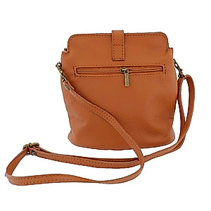 Fioretta Italian Genuine Leather Crossbody Bag Shoulder Bag Purse Snap Closure For Women - Tan Brown