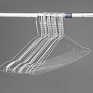 FixtureDisplays® Metal Wire Cloth Hanger Coat Hanger White Vinyl Coated Drip Dry Hanger 10 Pack 16X8 100701 100701