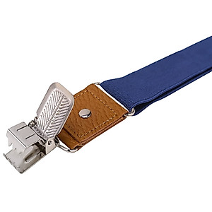 ZXEROYM Suspenders for Men Adjustable Y Back Elastic with Strong Clips Navy