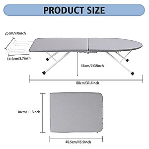 VeYocilk Tabletop Ironing Board, Reinforced Foldable Iron Board with Iron Rest, Portable Travel Small Ironing Board with Heat Resistant Cover for Home, Countertop, Laundry Rooms, Dorm, 31.4"x9.8"x7"