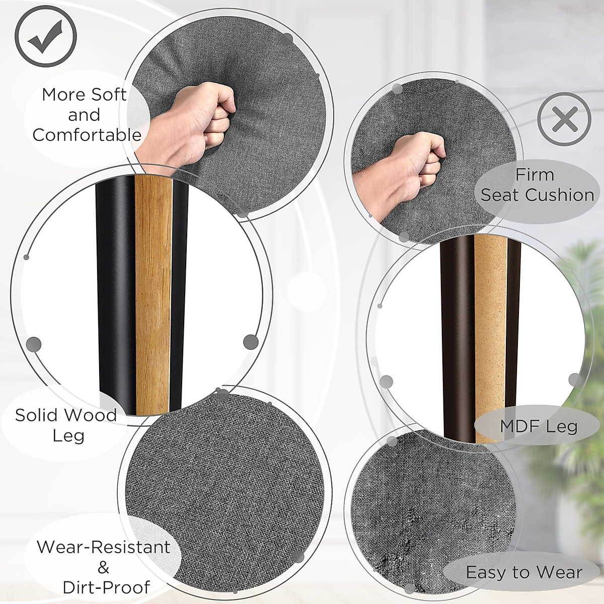 Yaheetech Modern Living Room Chair, Mid-Century Armchair Button Tufted Back and Wood Legs, Vintage Lounge Chair for Bedroom/Home Office/Study, Gray