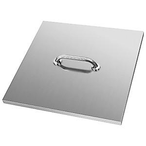 KODOM Fire Pit Burner Pan Cover 27 x 27 Inch, 430 Stainless Steel Fire Pit Cover, 1.5mm Thick Square Fire Pit Lid Fits Drop-in Fire Pit Pan