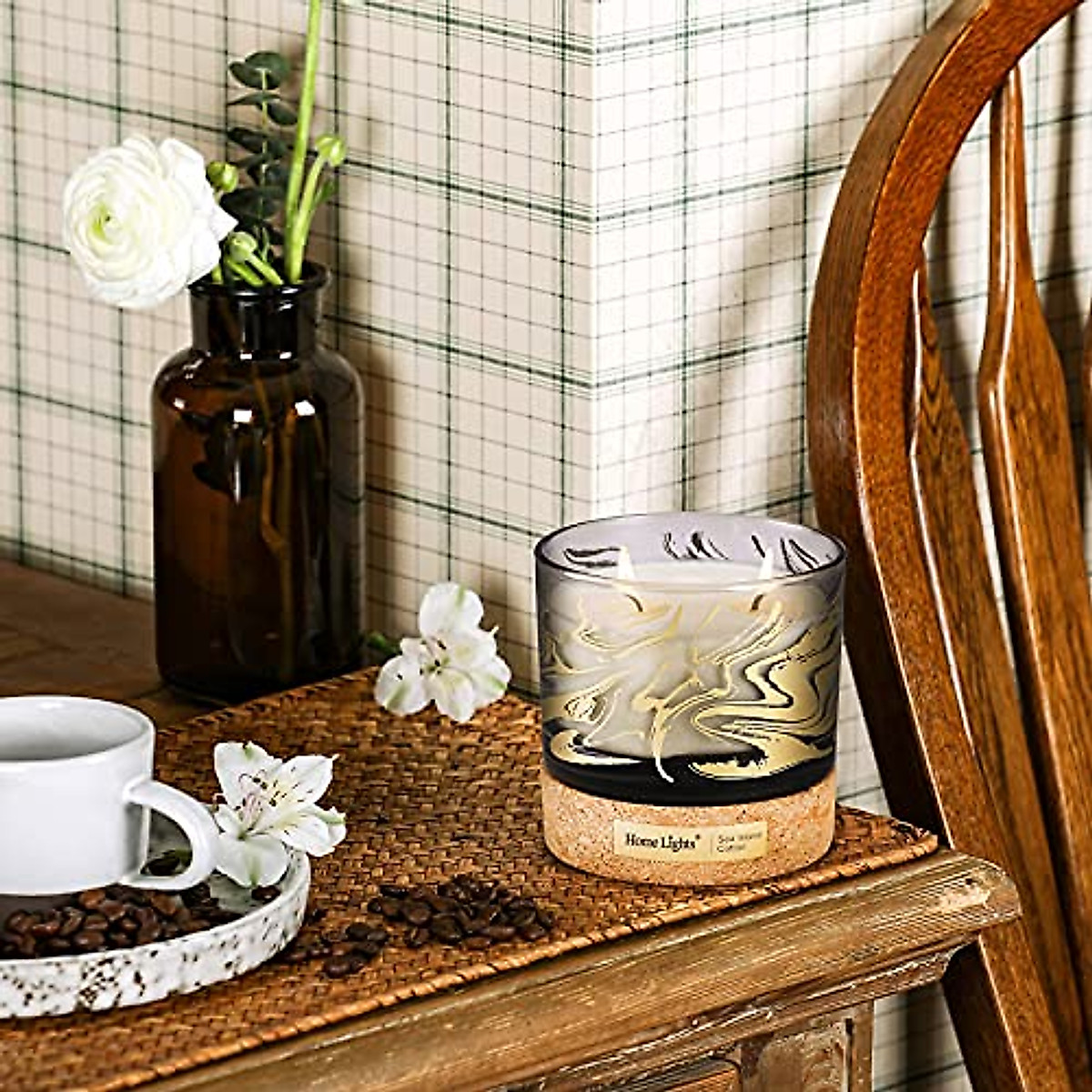 Scented Candles, Natural Soy Wax Candles for Home Scented, 2 Wicks Aromatherapy Candles with Wood Base, Large Candle for Decor Great Gifts,10 OZ - Sea Island Cotton