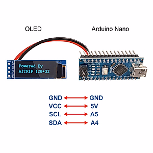 AITRIP 4pcs I2C OLED Display Module 0.91 Inch I2C SSD1306 OLED Display Module White I2C OLED Screen Driver DC 3.3V~5V for Arduino (Blue)