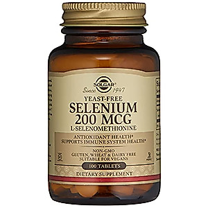 Solgar Yeast-free Selenium 200 Mcg, 100 Tablets - Supports Antioxidant and Immune System 100 Servings, 100 Count (Pack of 12)