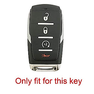 Btopars 2pcs 4 Buttons Black Silicone Rubber Remote Smart Key Fob Case Cover Protector Holder Compatible with Dodge Ram 1500 2019 2020 2021 2022