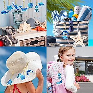 Whaline 12Pcs Summer Diamond Drawing Keychain Kit Ocean Fish Theme DIY Diamond Drawing Pendant Under The Sea Rhinestone Mosaic Making Full Drill Diamond Keychain for Crafts Gift