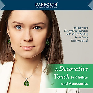 DANFORTH – Green Four Leaf Clover Earrings, Shamrock Dangle Earrings, Handcrafted Pewter 4 Leaf Clover Earrings For Women, ¾”, Made In USA