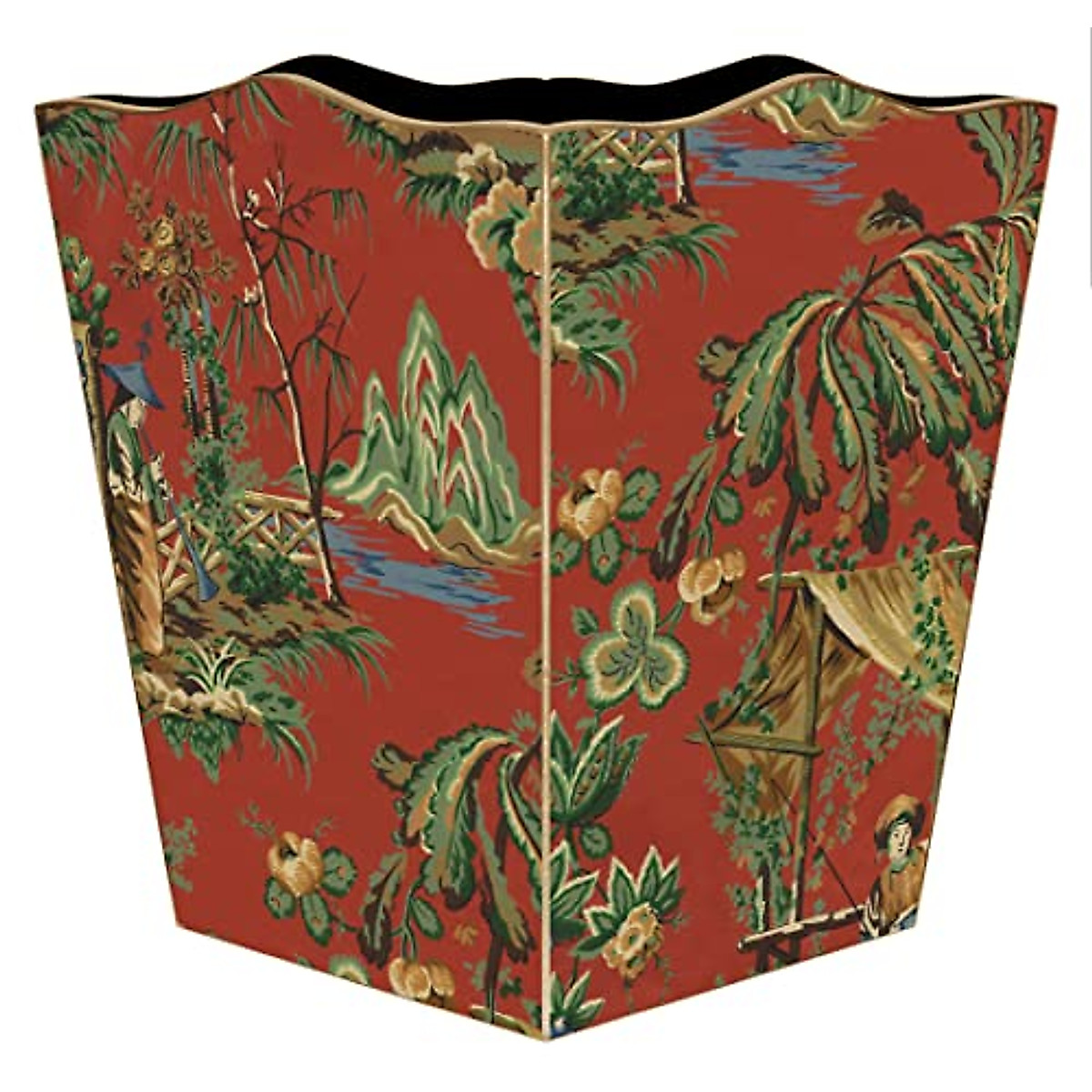 Marye-Kelley WB224-Red Chinoiserie Wastepaper Basket