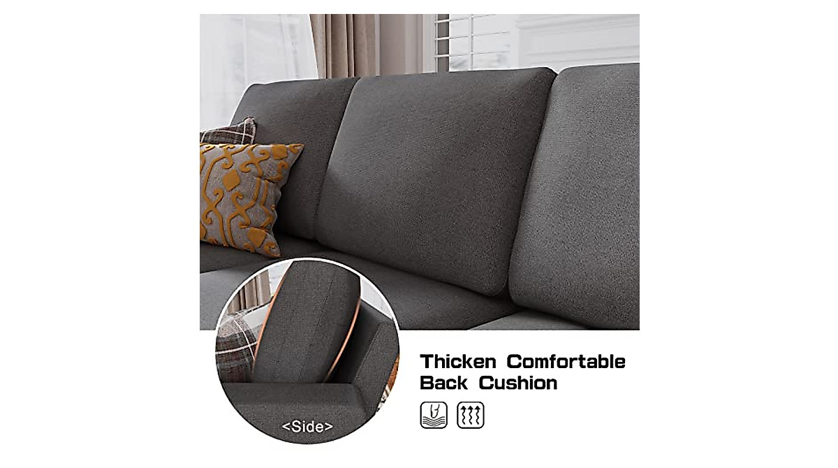 HONBAY Reversible Sectional Couch - Compact L-Shaped Sofa with Storage