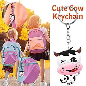 MTLEE Cow Party Favors Cute Rubber Cow Keychain Farm Laughing Cow Animal Cow Baby Keychains for Boys Girls Teens School Carnival Rewards Baby Shower Birthday Party Favors(40 Pieces)