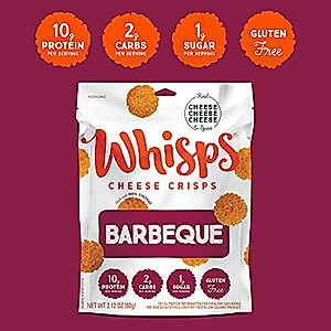Whisps Cheese Crisps - Parmesan, Asiago, Tomato Basil, BBQ, & Cheddar Cheese Snacks, Keto Snacks, 21-29g of Protein Per Bag, Low Carb, Gluten & Sugar Free, Great Tasting Healthy Snack, All Natural Cheese Crisps - Variety, 2.12 Oz (Pack of 5)