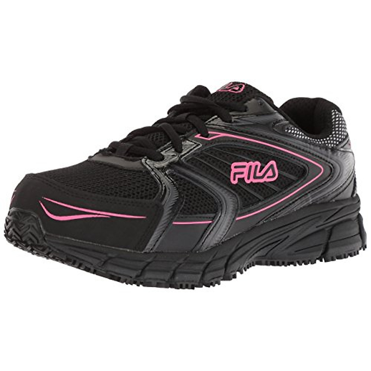 Fila Women's Memory Reckoning 8 Slip Resistant Steel Toe Running Shoe Sr St, Black/Black/KOPK, 9
