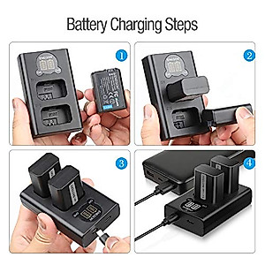 ENEGON NP-FW50 Battery (2-Pack,1300mAh) and Dual Charger for Sony A6000, A6400, A6300, A6500, A7, A7II, A7RII, A7SII, A7S, A7S2, A7R, A7R2, A55, A5100, RX10 Accessories