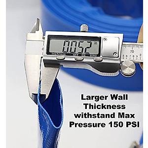 YOTOO Heavy Duty PVC Pool Backwash Hose 2 Inch by 50 Feet, Reinforced Discharge Hose with Connector and 4 Clamps for Swimming Pools, Pool Drain Hoses, Blue