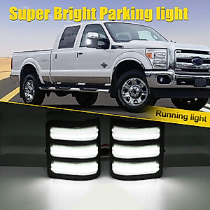 Switchback LED Side Mirror Marker Lights fit for 2008-2016 Ford F250 F350 F450 F550 Super Duty, Sequential Amber Turn Signal Lights, White Running Lights