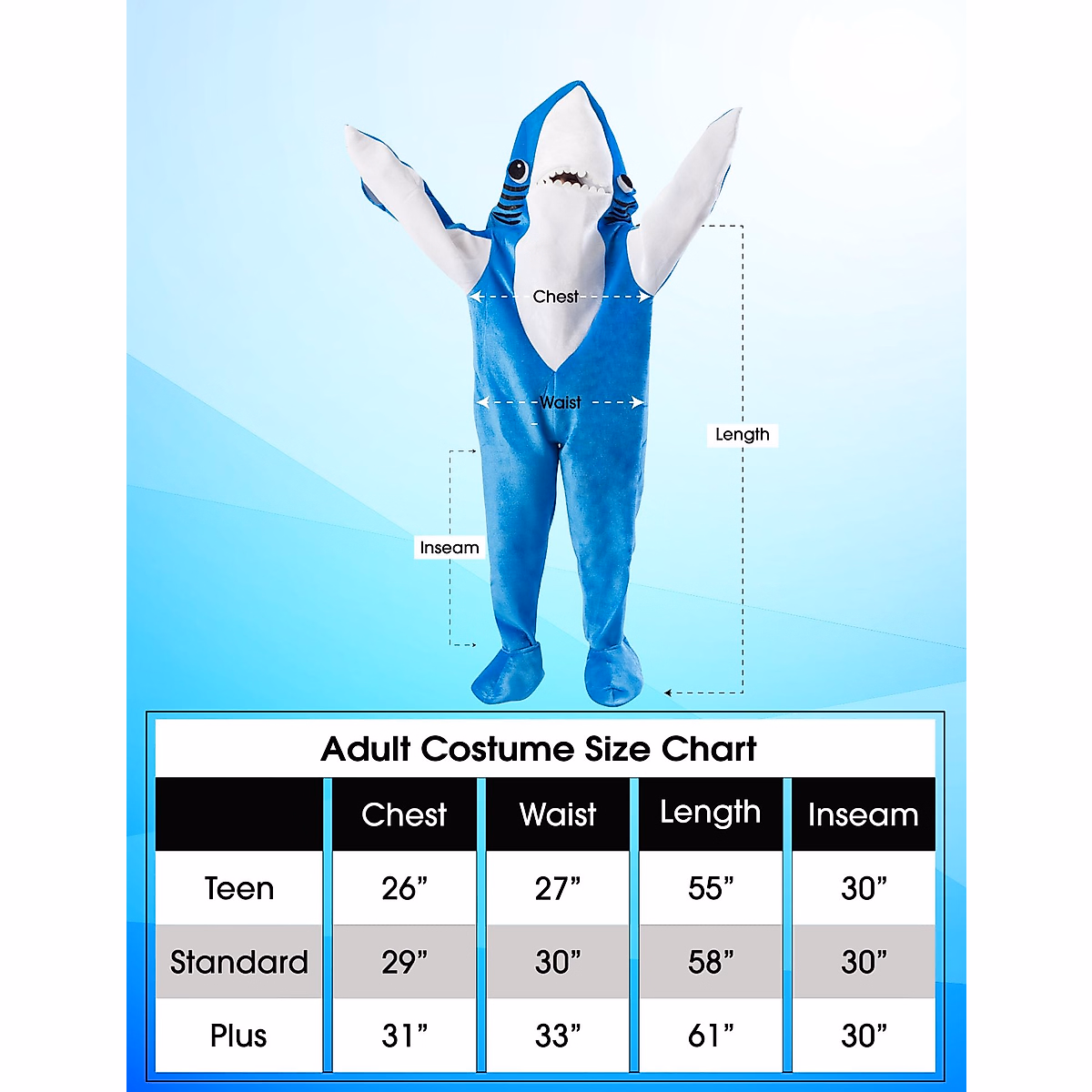 Costume Agent Left Shark Perry Live Dancing Mascot Zip Jumpsuit Halloween Cosplay (Blue)
