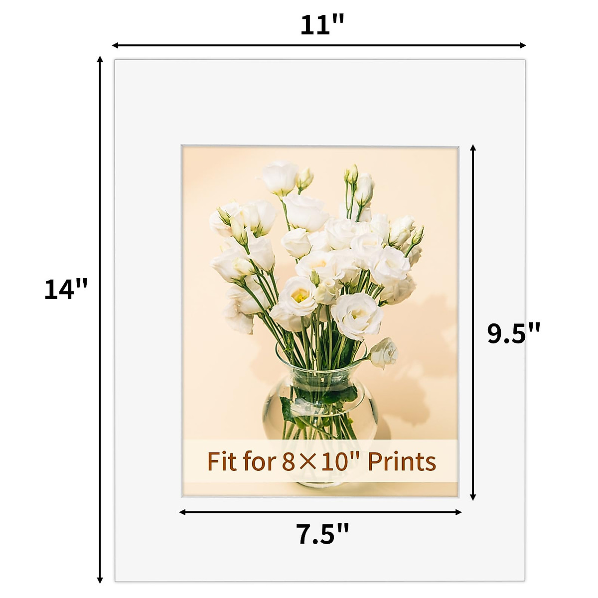 yeestone 10 Pack Picture Frame Mats, 11x14 Matted to 8x10 Photo Mats, Acid Free Picture Matting for Pictures Photos Watercolor Artwork (White)