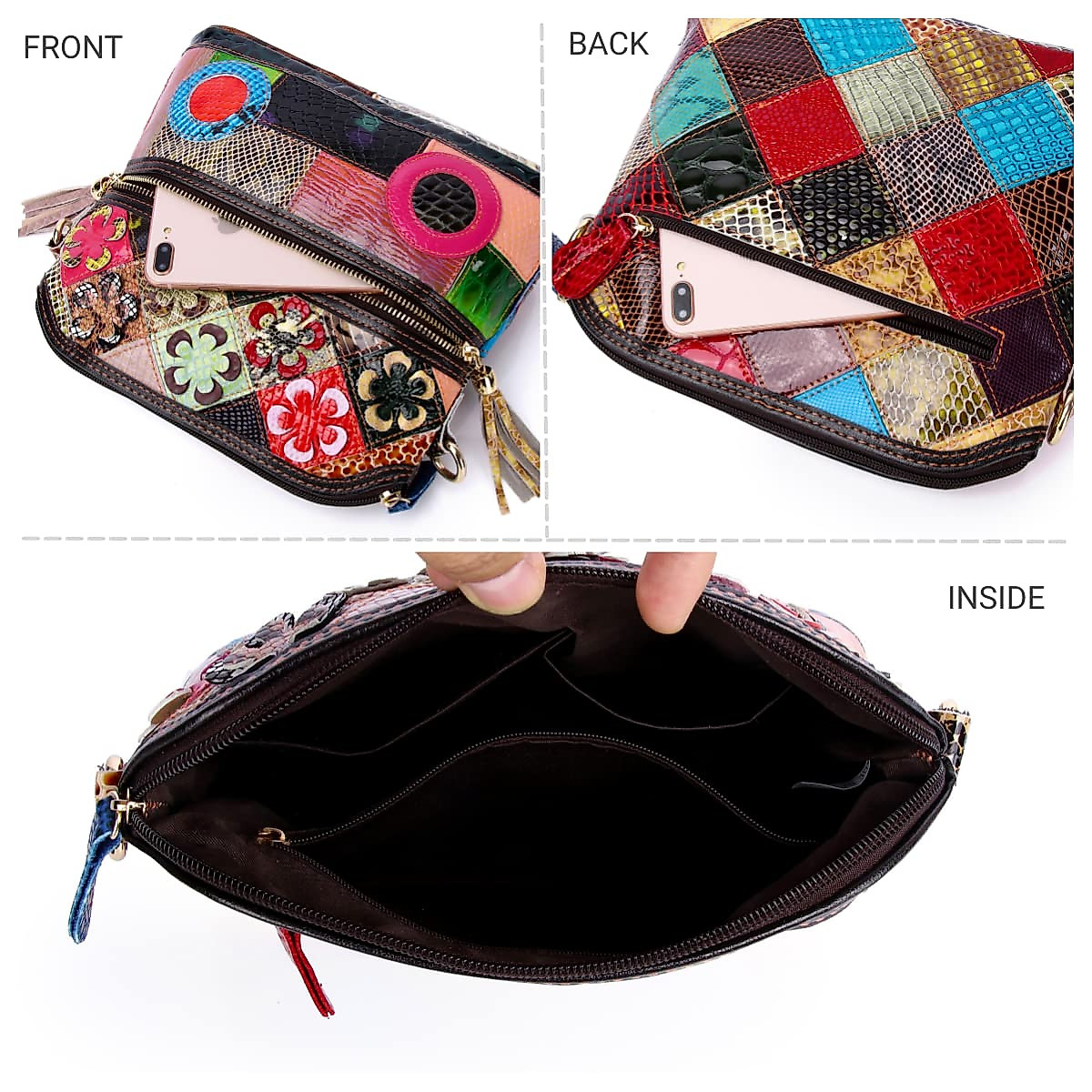 Eysee Crossbody Bag Women Multicolor, Leather Handbag Colorful Purses (Multicolour 1)