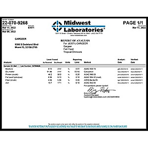 Gargeer 3oz Tropical Omnivore Fish Food for Advanced Breeders. Complete Fresh Water Fish Gel Diet for Juveniles & Adults. Made in The USA Using Premium Ingredients, Ocean Nutrition Gourmet Formula