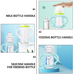 NUOBESTY Glass Water Bottle Sleeve 2Pcs Baby Bottle Handles Silicone Bottle Handles Standard Baby Bottles for Wide- Neck Baby Bottles (Blue) Baby Bottle Holder Grip