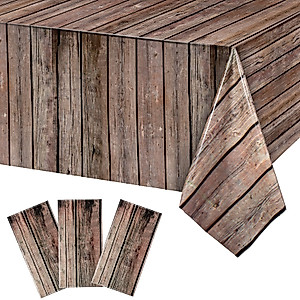 Tiamon Western Party Tablecloth, Plastic, Board, 54 x 108 inches, 3 Pcs, Waterproof, Lightweight, Reusable, for Western Theme Baby Shower Birthday Party