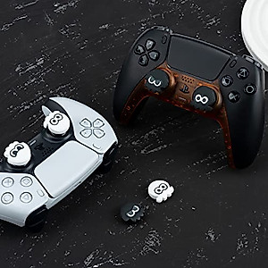WISHAVEN Thumb Grip Caps Compatible with Playstation 5 Controller, Soft Silicone Thumbsticks Cover Set for Playstation PS5 PS4 and Switch Pro Controllers, 4Pcs - Squid & Octopus (Black&White)
