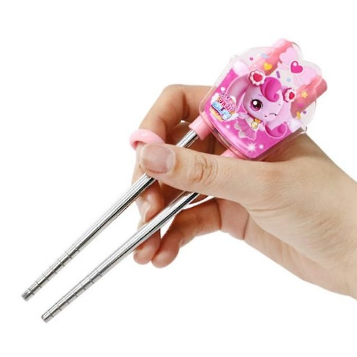 Generic Lovely Catch Teenieping Fork, Spoon, and Chopsticks Flatware Set with Case, Medium, Pink