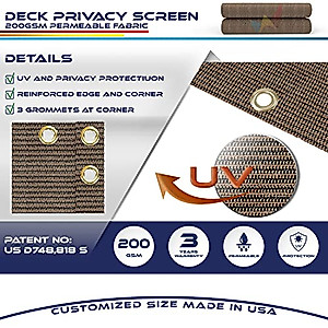 Windscreen4less 3'x10' Deck Balcony Privacy Screen for Deck Pool Fence Railings Apartment Balcony Privacy Screen for Patio Yard Porch Chain Link Fence Condo with Zip Ties Brown