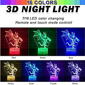 Menzee Dragon Lamp Dragon Night Light Kids Night Light, Perfect Birthday Christmas Dragon Gifts Dragon Toys for Girls Boys