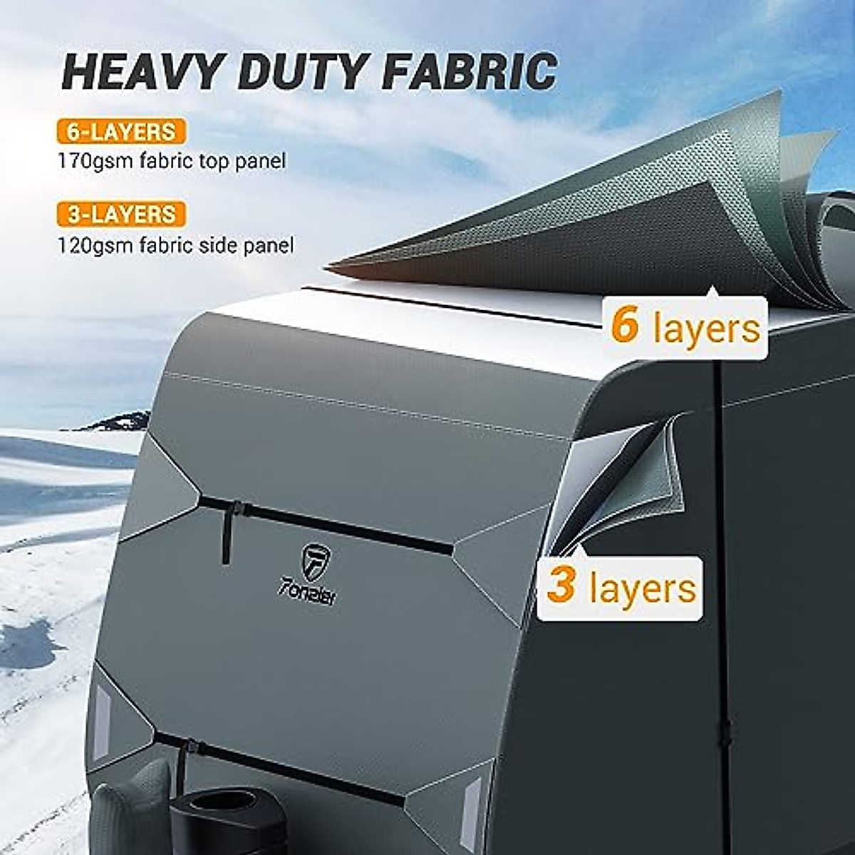 6 Layers Travel Trailer RV Cover Heavy Duty Camper Cover for 26’1”-28’6” Motorhome Anti-UV Weatherproof Rip-Stop with 2Pcs Extra Straps & Gutter Spout Covers