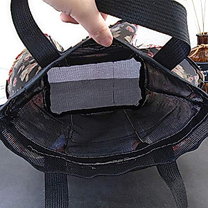 TOPBATHY Portable Mesh Shower Caddy Tote with Floral Storage Pockets Quick Dry Toiletries Cosmetic Bag Organizer Basket for Bathroom Bath College Dorm (Sky-Blue)