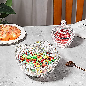 ComSaf Large Glass Candy Dish with Lid, Clear Covered Candy Bowl, Crystal Candy Jar for Home Kitchen Office Table,Birthday Gift, Set of 1