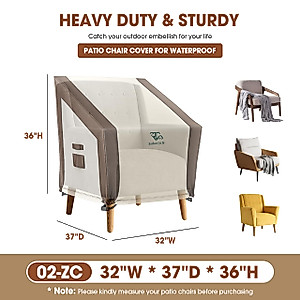 Zadst Cycle Outdoor Chair Cover, Patio Furniture Chair Cover Waterproof, Heavy Duty Patio Chair Cover fit for Deep Seat Chair, Outdoor Chair【Medium, 2 Pack, 32W x 37D x 36H】