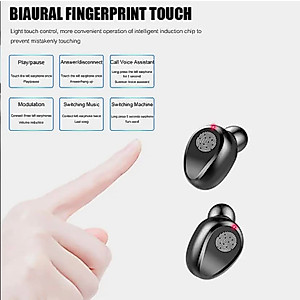 BAHASYA Wireless Bluetooth Earbuds with Digital Charging Case, Built-in Mic, Noise Cancelling, Waterproof, Deep Bass Earphones, in Ear Stereo Headphones for Sport, Gym, Running, Gaming (Black)