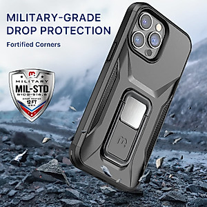 MYBAT Pro Stealth Series Phone Case for iPhone 14 Pro Max Case with Stand 6.7",Support Magnetic Car Mount, Heavy Duty Military Grade Drop Protective Rugged Bumper Armor Covers(Black)