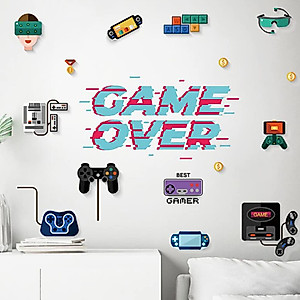 DEKOSH Gaming Room Decor Full Set for Boys | Gamer Wall Art Bundle with 35 Gaming Decorative Stickers for Boys Bedroom Decor