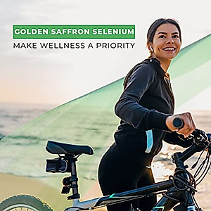 Golden Saffron Selenium (200mcg Selenium & 88.5 mg Saffron Extract) - to Support Overall Health, Thyroid Function, Prostate Health - Non-GMO & Gluten-Free - from USA - & Tasteless