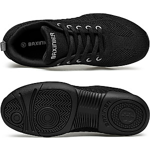 BAXINIER Girls Black Cheerleading Shoes Breathable Youth Cheer Competition Sneakers Athletic Training Dance Tennis Walking Shoes - Black 8 Women