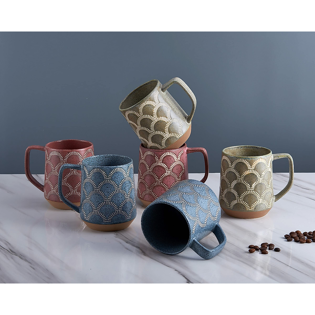 Pfaltzgraff Scales Mug, Set Of 6, 18-Ounce, Multicolor