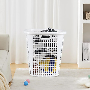 CadineUS 6 Pack Plastic Dirty Clothes Hamper, Laundry Basket with Handles, White