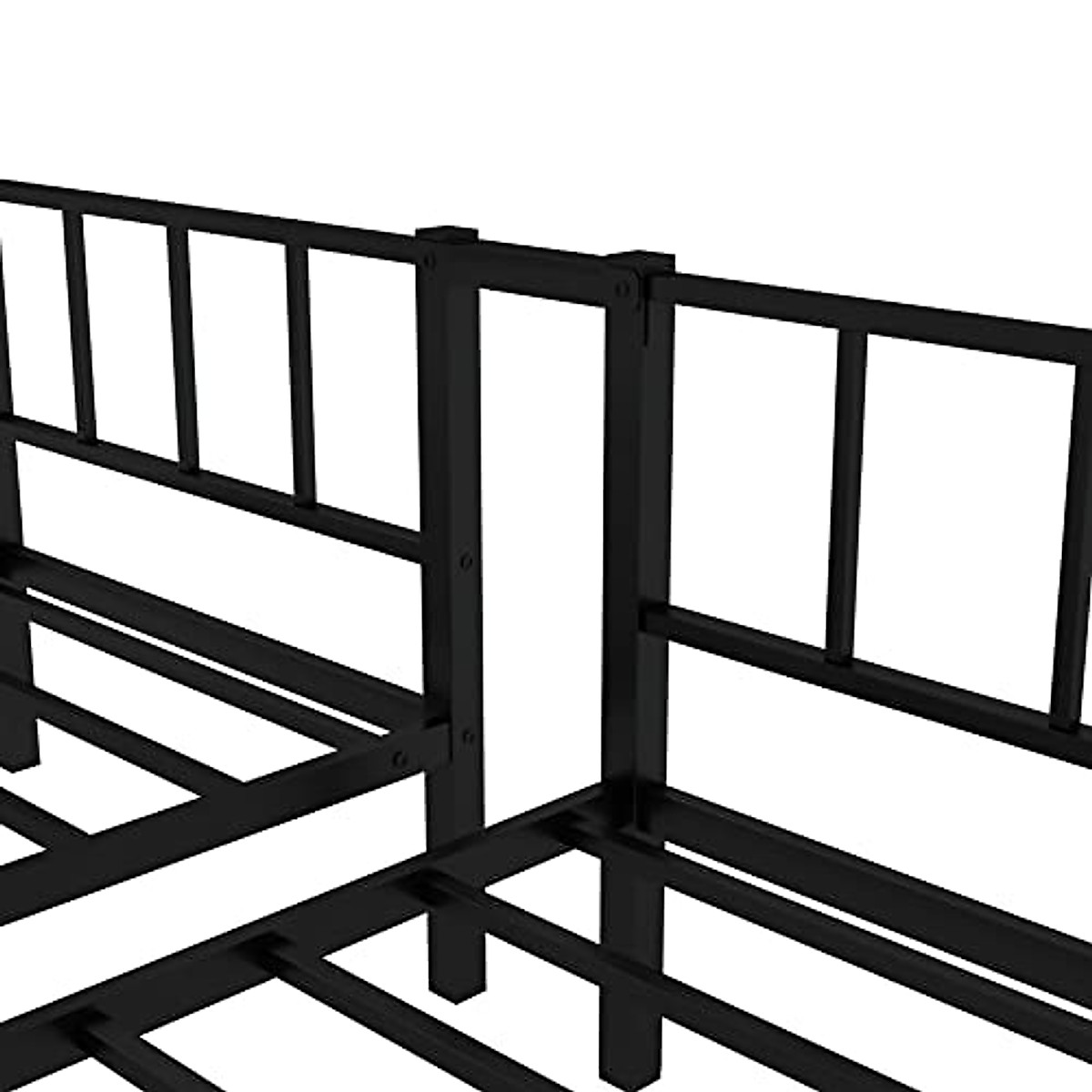 DHHU Triple Twin Bunk Bed, Metal Bunk Bed, Metal Bed Frame, Suitable for Bedroom, Apartment, Dorm, Space-Saving, Black