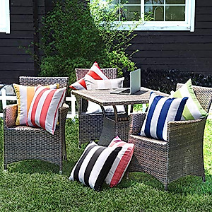 Western Home Pack of 2 Decorative Outdoor Solid Waterproof Striped Throw Pillow Covers Polyester Linen Garden Farmhouse Cushion Cases for Patio Tent Balcony Couch Sofa 18x18 inch Pink