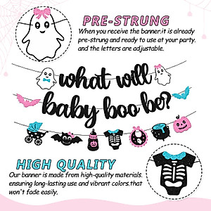 Halloween Gender Reveal Banner What will Baby Boo Be Banner Halloween Ghost Bats Theme Boo-y or Ghoul He or She Blue or Pink Boy or Girl Gender Reveal Baby Shower Party Supplies